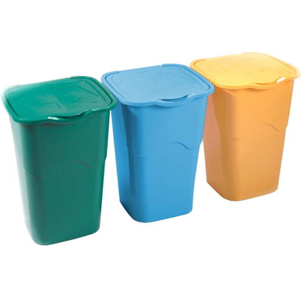 Set cos de gunoi selectiv, Heidrun, 3 x 50L, 40x36,5x53,5cm, Multicolor ...