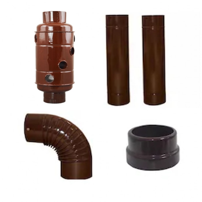 Pachet Recuperator caldura emailat compact 120 mm maro + 2 x Burlane ...