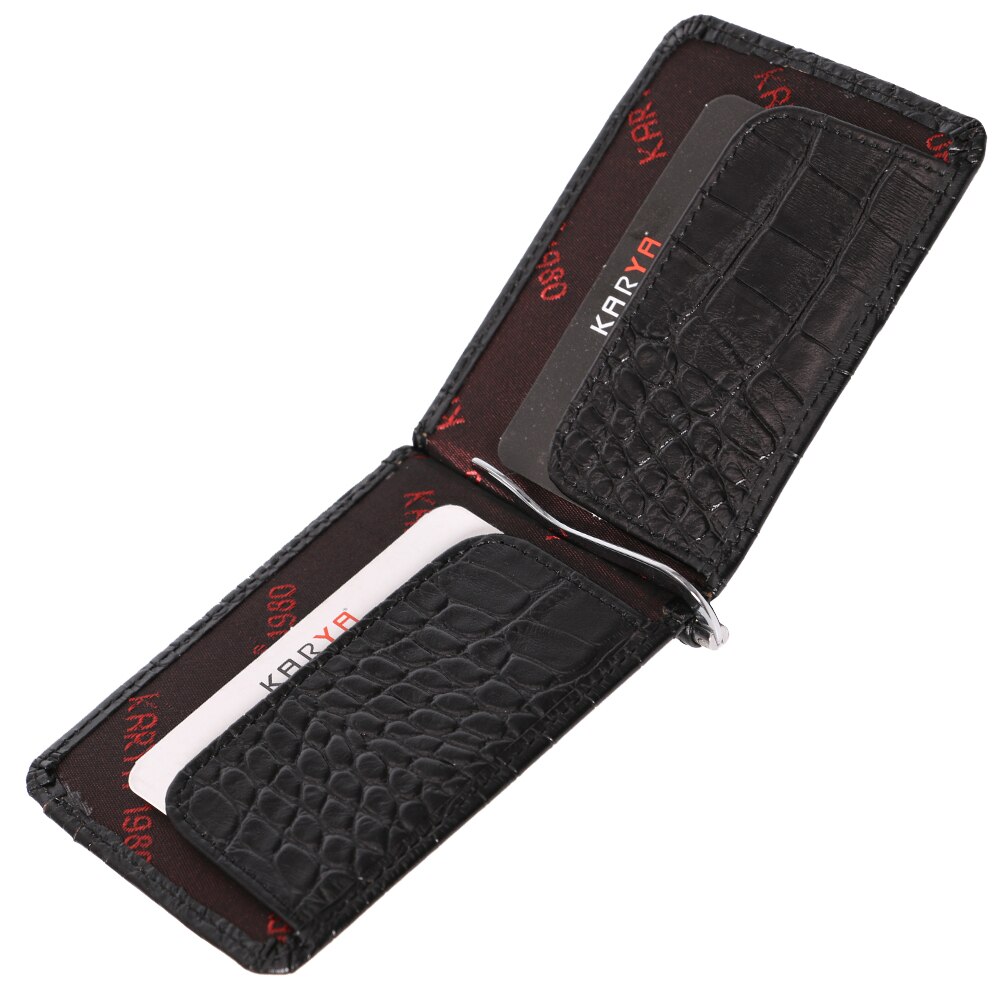 Port card unisex, din piele naturala, cu clapa metalica pentru bancnote ...