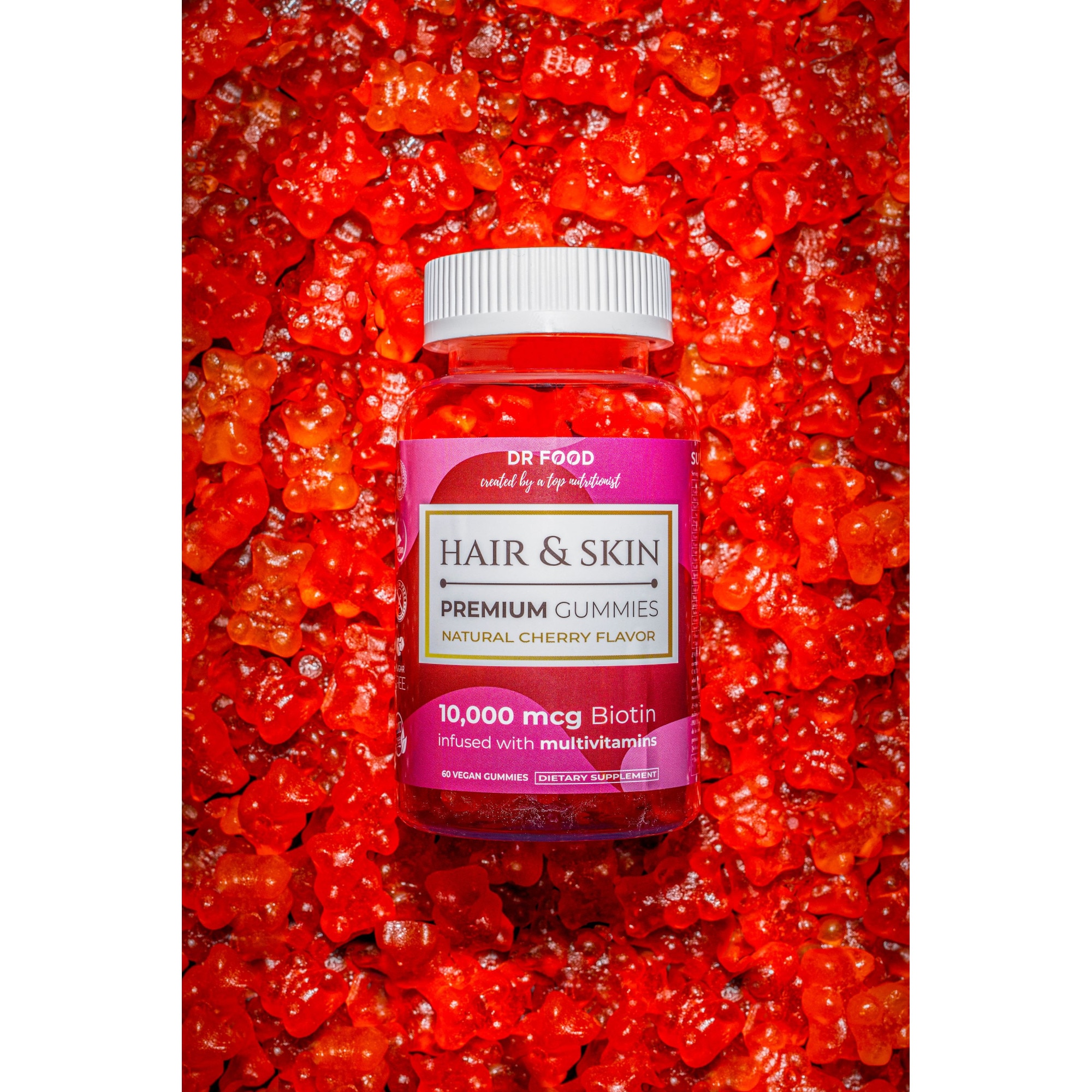 Supliment alimentar Dr Food Hair and Skin Gummies, 60 jeleuri cu ...