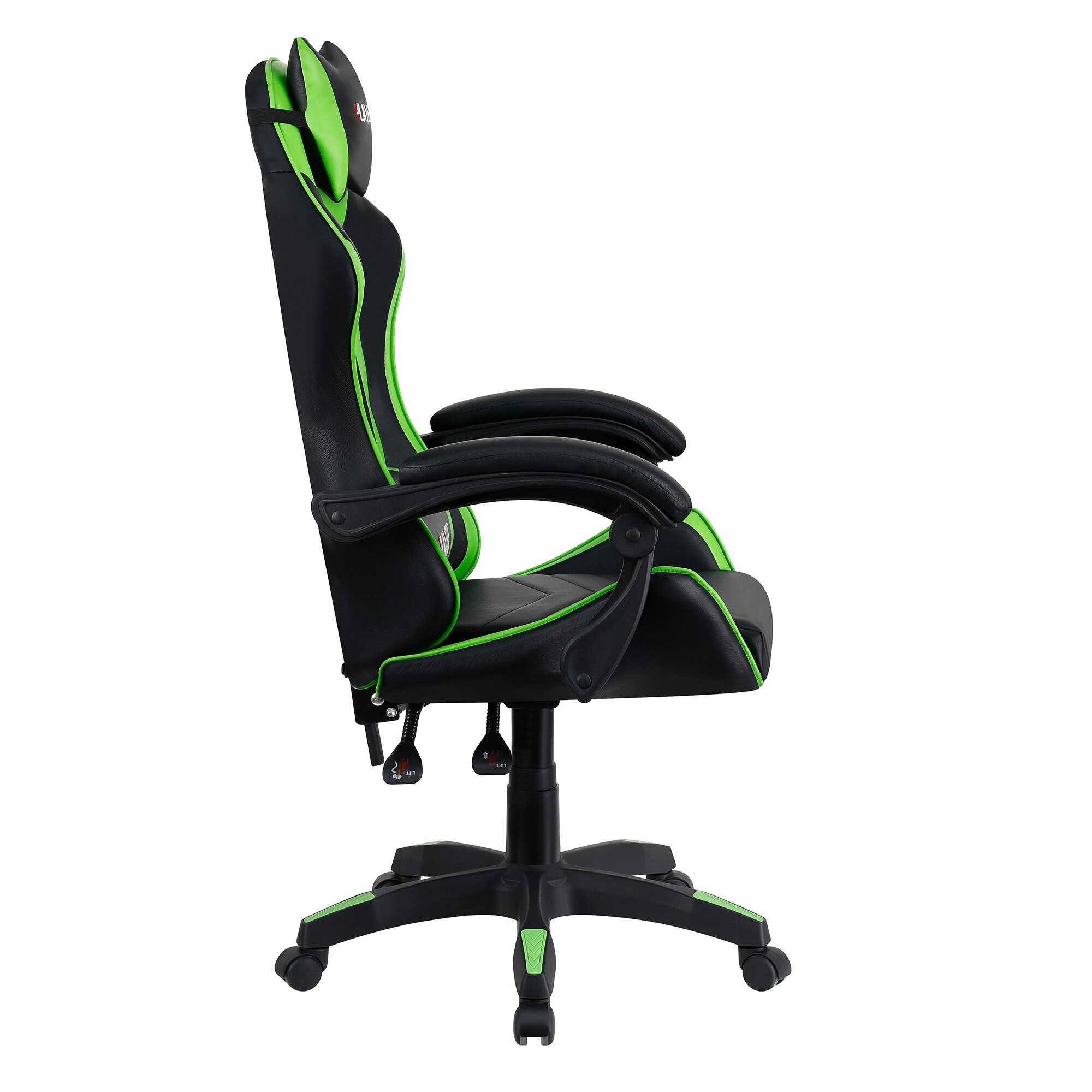 Scaun gaming, verde negru, Jamar, 65x65x114-124 cm - eMAG.ro