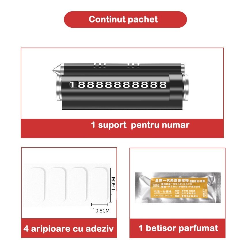 Suport numar de telefon cu odorizant Flippy pentru parcare Negru - eMAG.ro