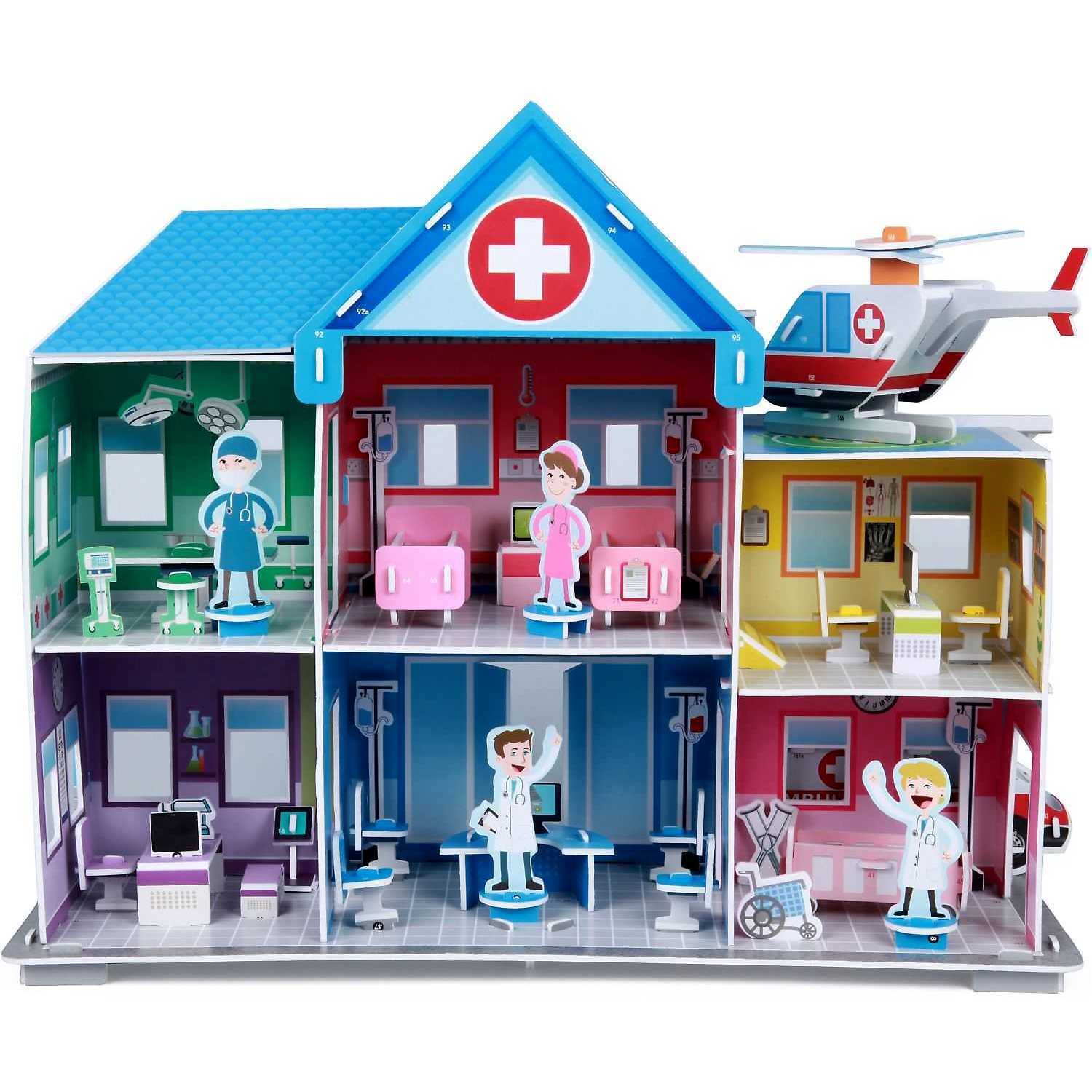 Set constructie puzzle 3D - Spital, Fiesta Crafts, 122 piese - eMAG.ro