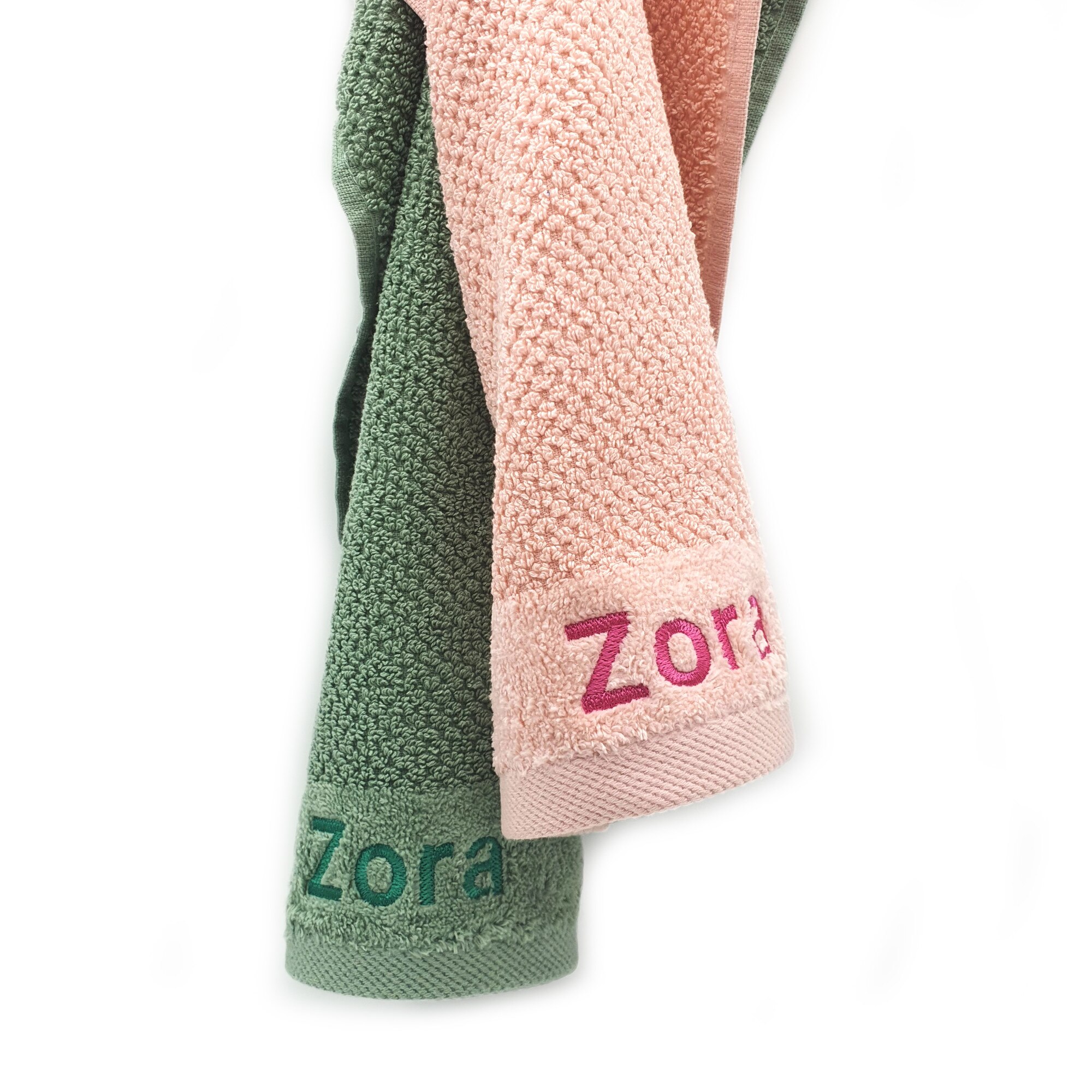 Set 2 prosoape personalizate, roz, verde - eMAG.ro