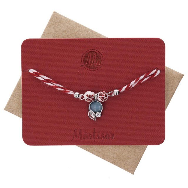 Bratara Martisor Ceramic Frunza cu Piatra Albastra - eMAG.ro