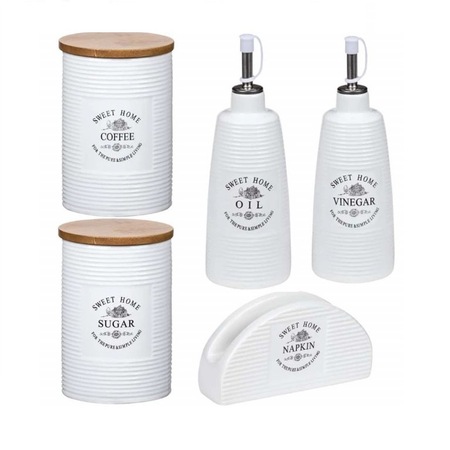 Set 6 recipiente bucatarie, alb, ceramica, M Deco - eMAG.ro