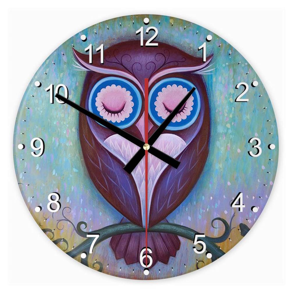 Ceas circular din sticla Bufni?a decorat 20, multicolor, 20 cm - eMAG.ro