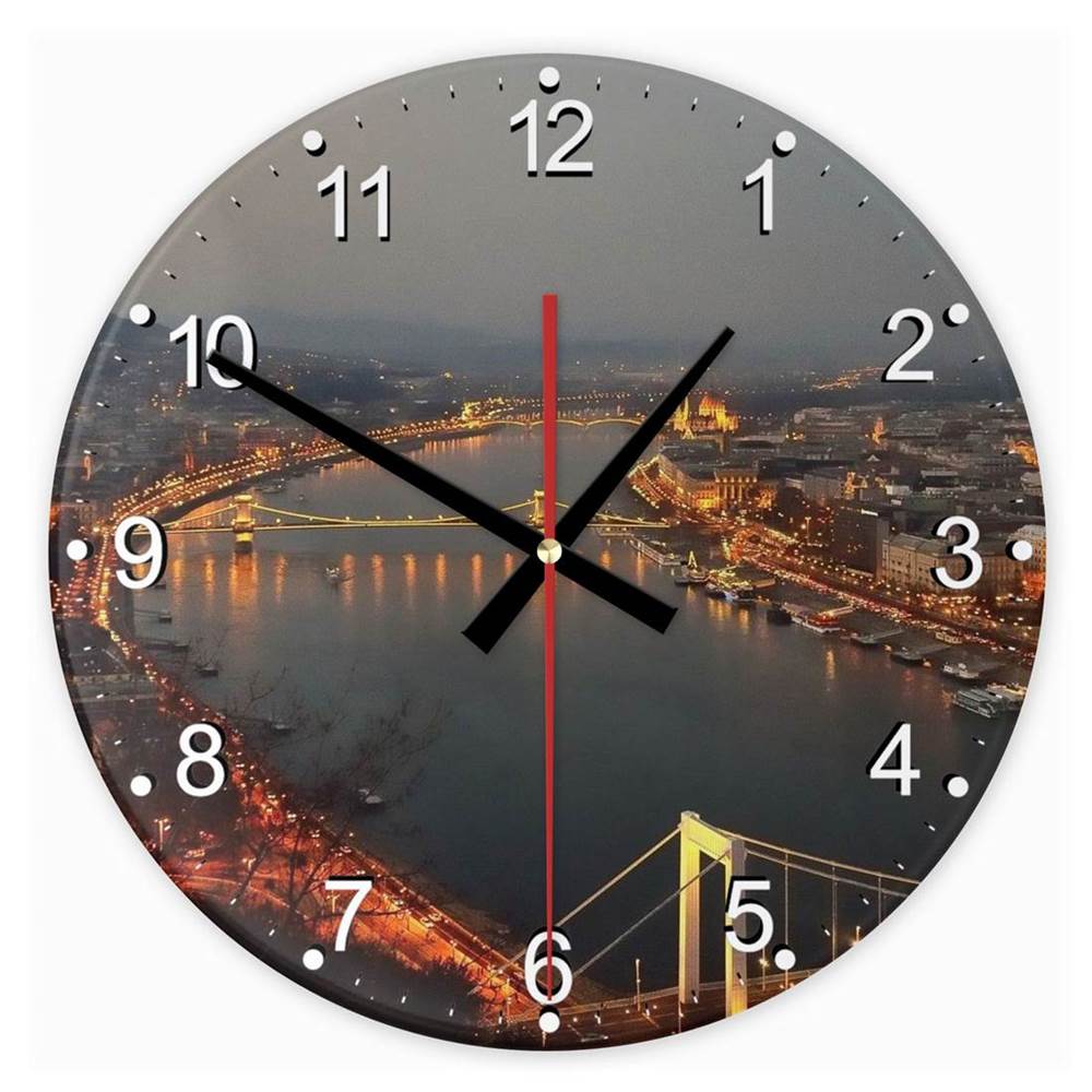 Ceas circular din sticla Budapest 12, multicolor, 20 cm - eMAG.ro