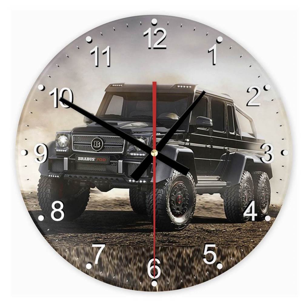 Ceas circular din sticla Brabus Mercedes 1, multicolor, 20 cm - eMAG.ro