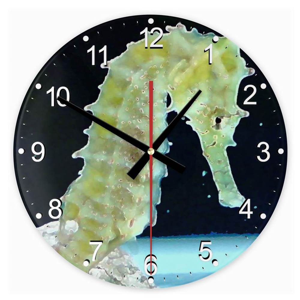 Ceas circular din sticla Calut de mare decorat 23, multicolor, 20 cm ...