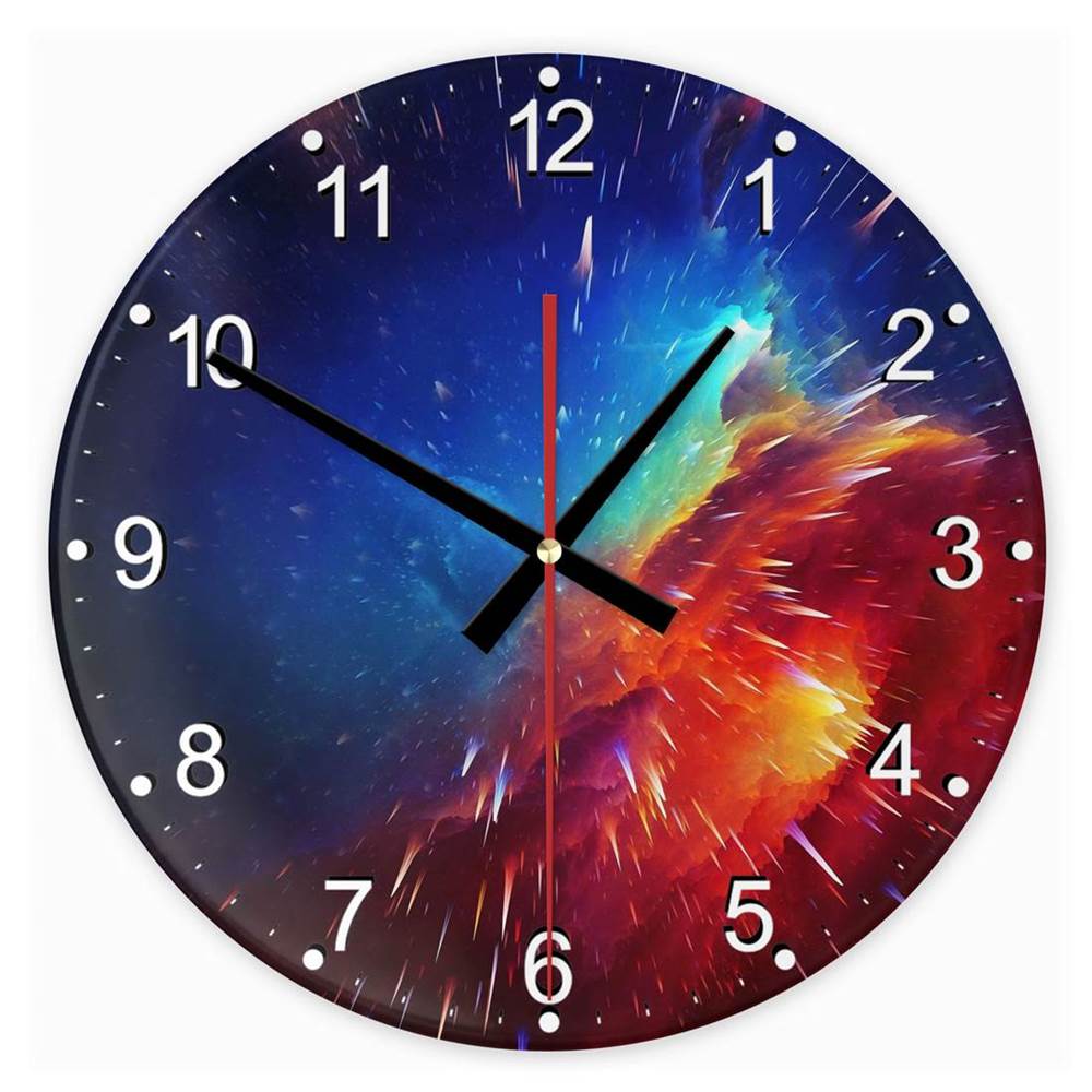 Ceas circular din sticla Spa?iul cosmic decorat 033, multicolor, 20 cm ...