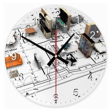 Ceas circular din sticla Design Arhitectura decorat 81, multicolor, 20 ...