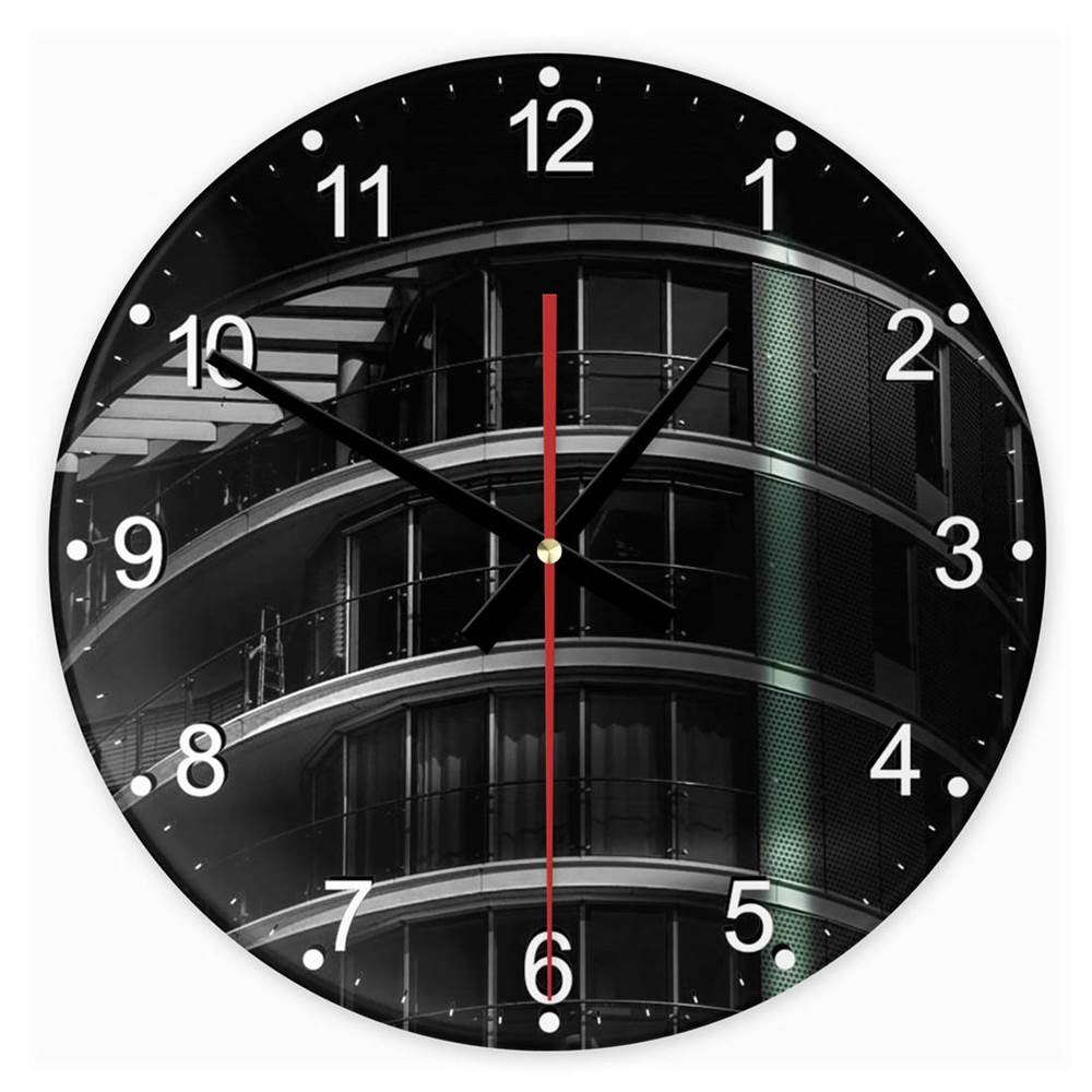 Ceas circular din sticla Arhitectura decorat 91, multicolor, 20 cm ...