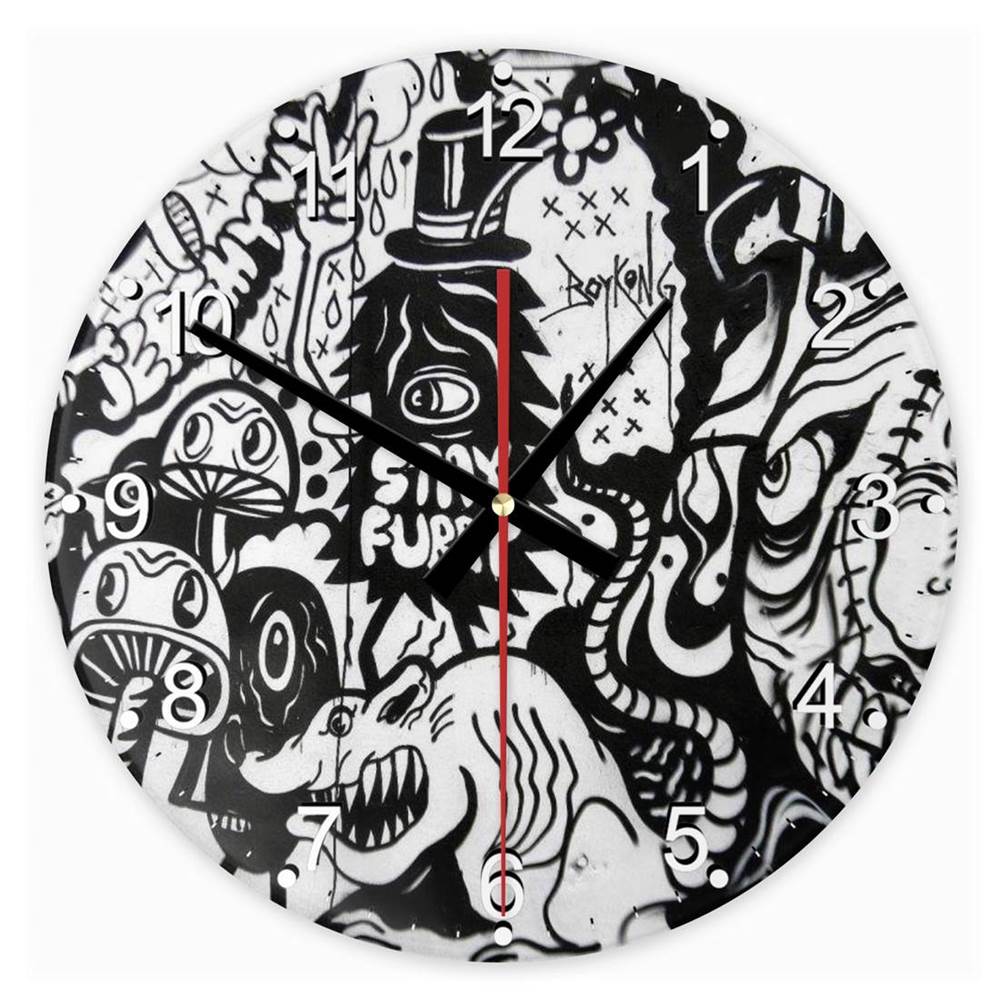 Ceas circular din sticla graffiti 10, multicolor, 20 cm - eMAG.ro