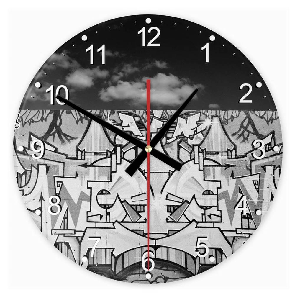 Ceas circular din sticla graffiti 15, multicolor, 20 cm - eMAG.ro