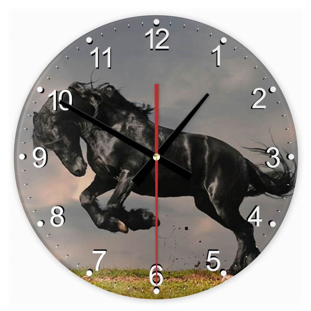 Ceas circular din sticla Cal decorat 4, multicolor, 20 cm - eMAG.ro