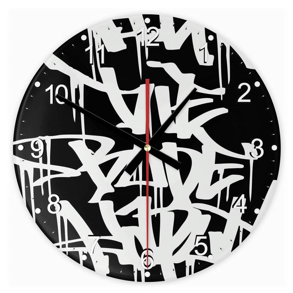 Ceas circular din sticla graffiti 26, multicolor, 20 cm - eMAG.ro