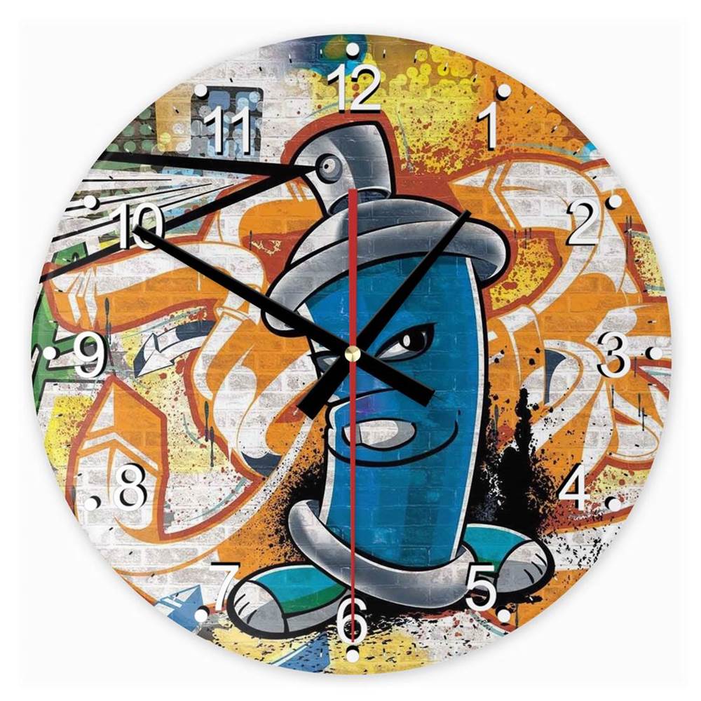 Ceas circular din sticla Graffiti 130, multicolor, 20 cm - eMAG.ro
