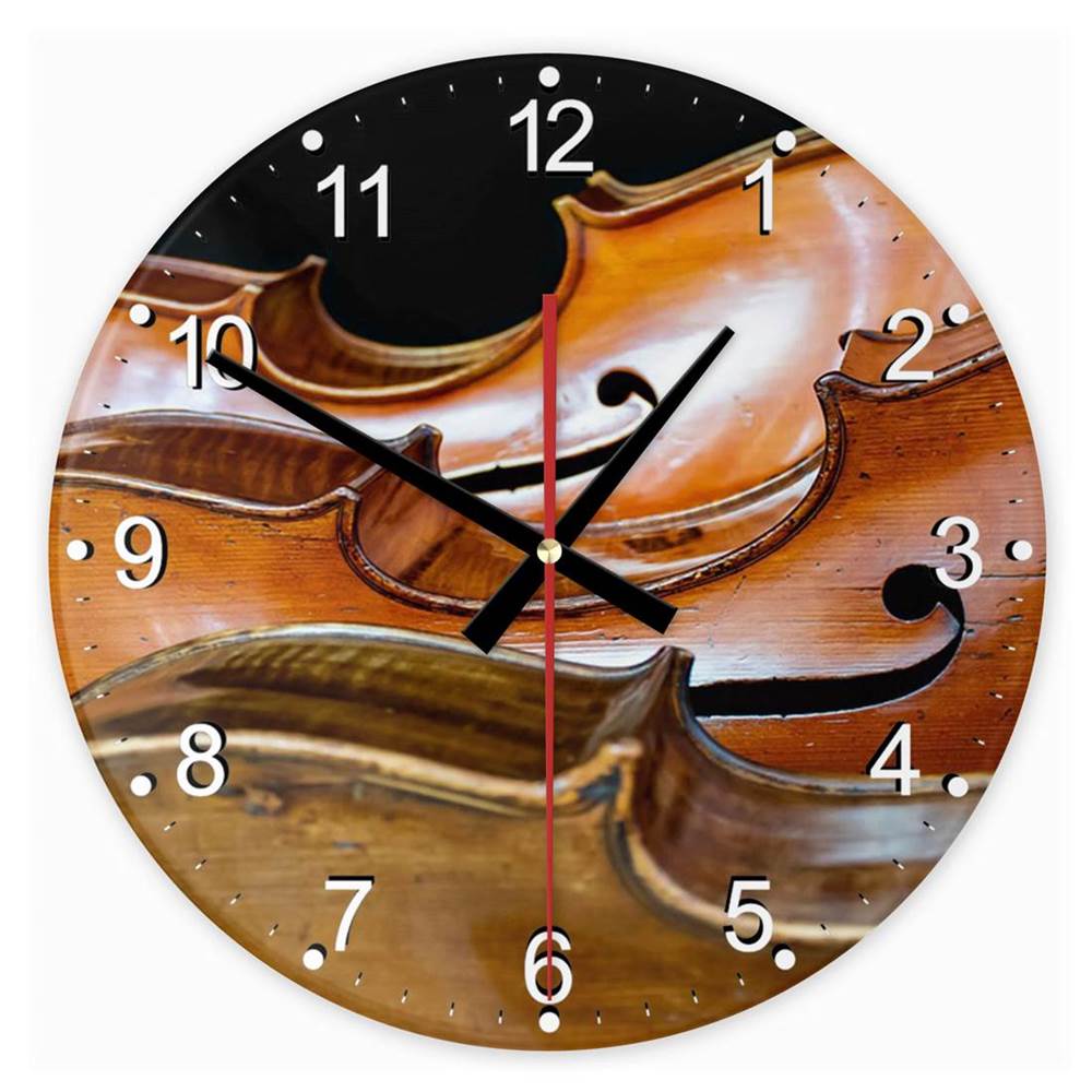 Ceas circular din sticla Vioara decorat 6, multicolor, 20 cm - eMAG.ro