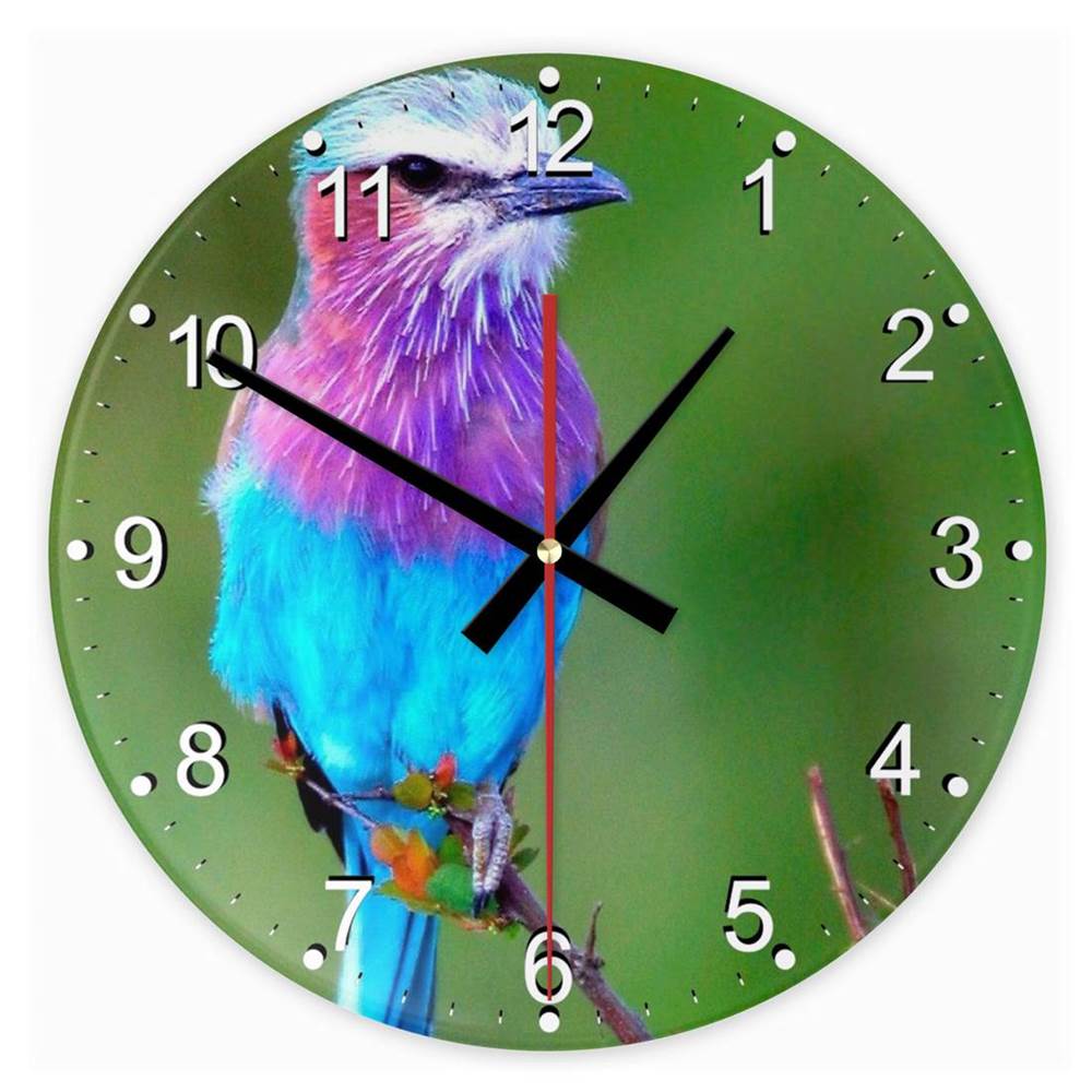 Ceas circular din sticla Pasare decorat 19, multicolor, 20 cm - eMAG.ro