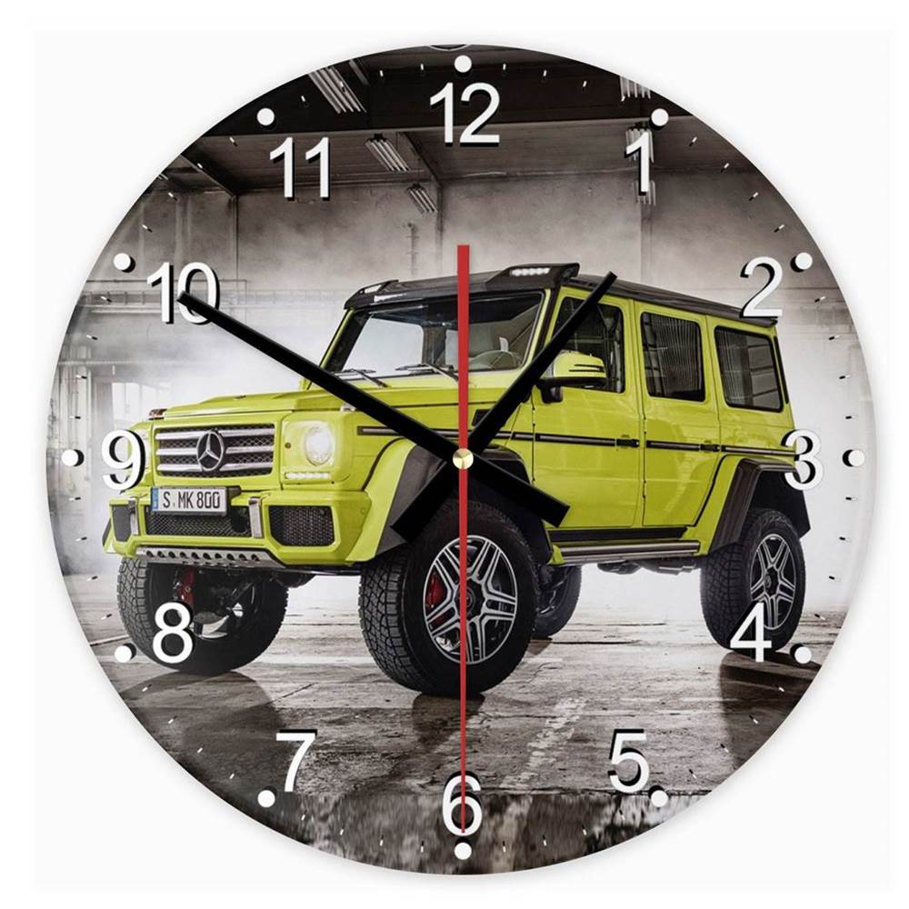 Ceas circular din sticla Mercedes 6, multicolor, 20 cm - eMAG.ro