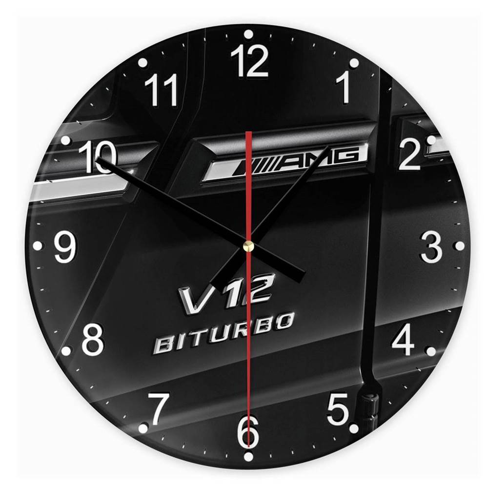 Ceas circular din sticla Mercedes AMG V12, multicolor, 20 cm - eMAG.ro