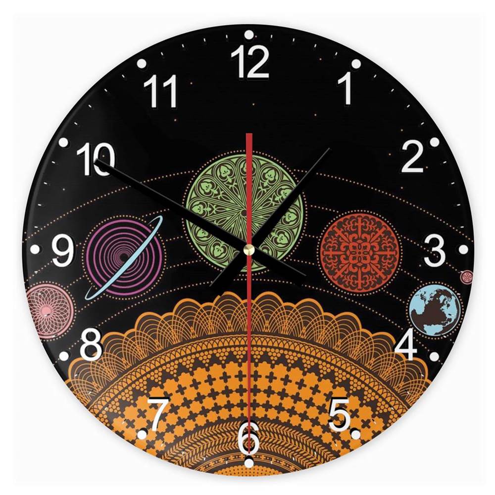 Ceas circular din sticla sistem solar decorat 27, multicolor, 20 cm ...