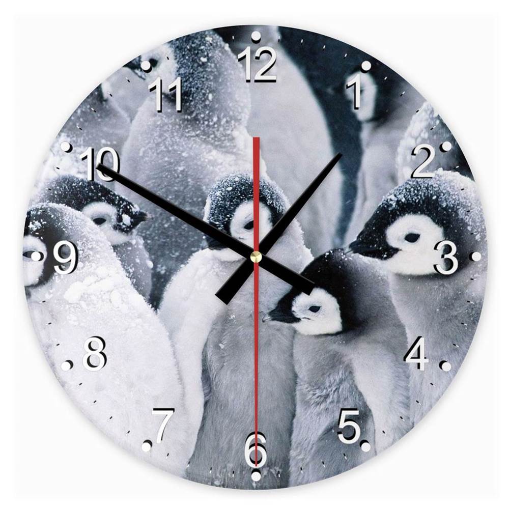 Ceas circular din sticla Pingvin 11, multicolor, 20 cm - eMAG.ro