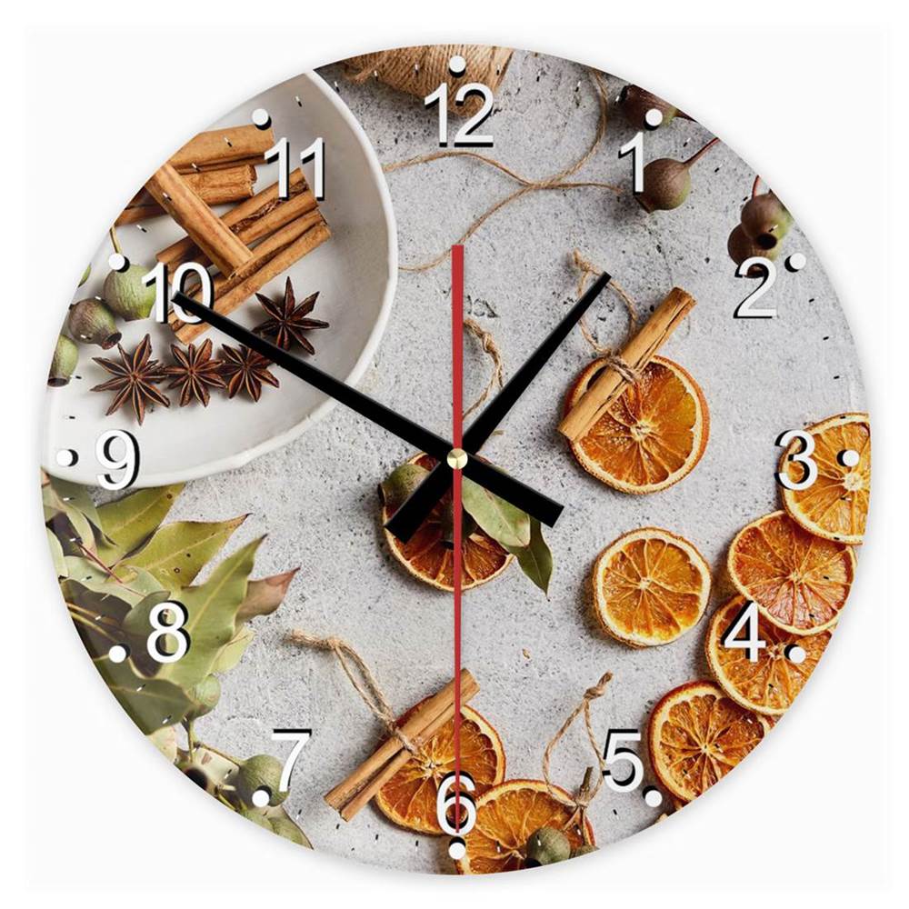 Ceas circular din sticla Fructe uscate decorat 1, multicolor, 20 cm ...