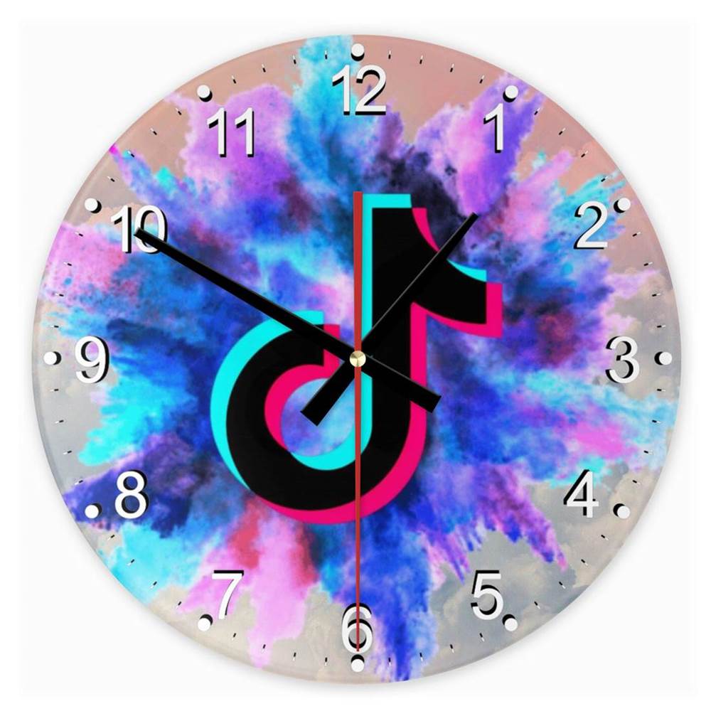 Ceas circular din sticla TikTok 14, multicolor, 20 cm - eMAG.ro