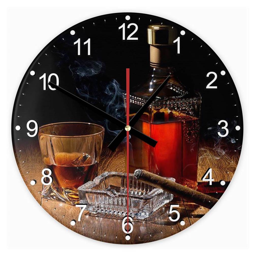 Ceas circular din sticla Whisky 27, multicolor, 20 cm - eMAG.ro