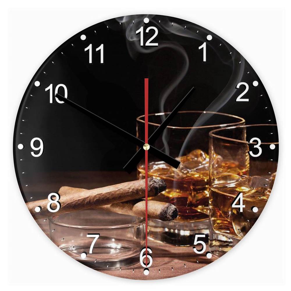 Ceas circular din sticla Whisky 37, multicolor, 20 cm - eMAG.ro