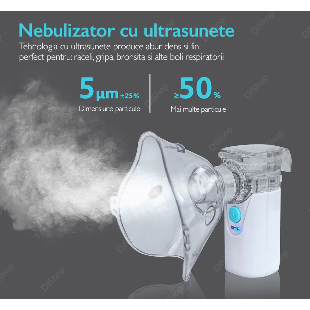 Aparat aerosoli JustZEN® ATO19, nebulizator portabil, validat clinic, 0.2 ml/min, ultrasonic ...