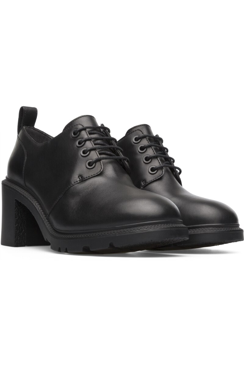 Pantofi Whitnee, Camper, cu toc, piele naturala, negru, 35 EU - eMAG.ro