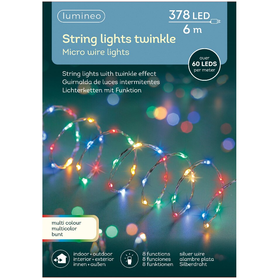 Instalatie Craciun Lumineo, 378 micro LED-uri, 600 cm, lumina ...