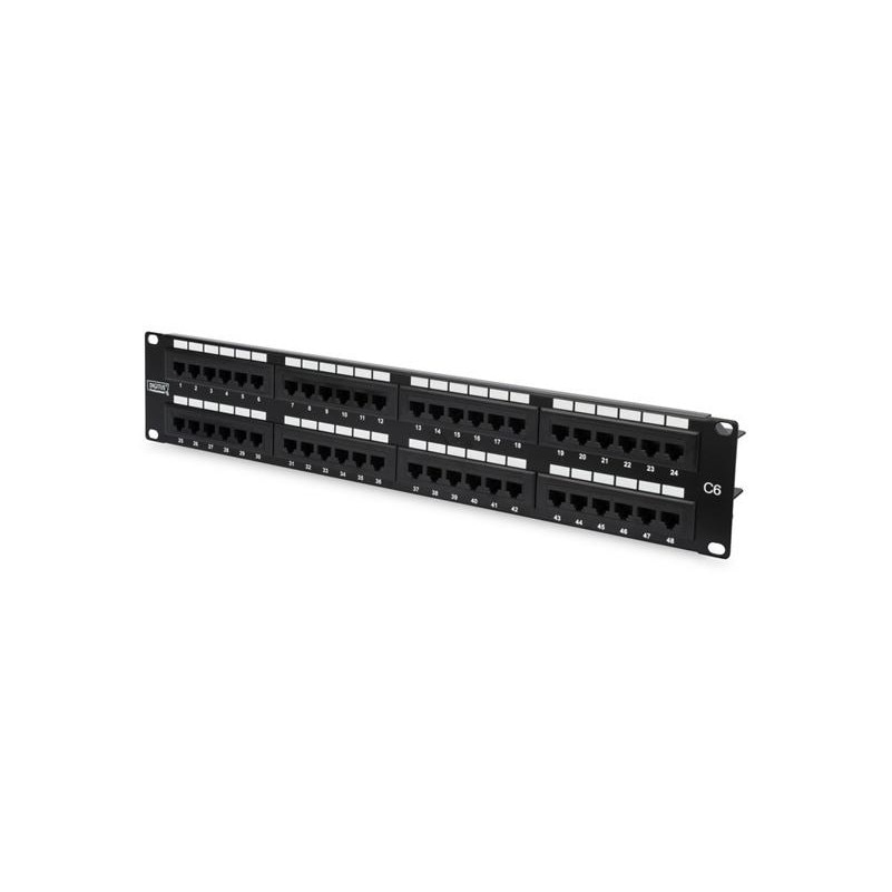 Digitus cat6 48port 19" 2u kompakt fekete árnyékolatlan patch panel ...