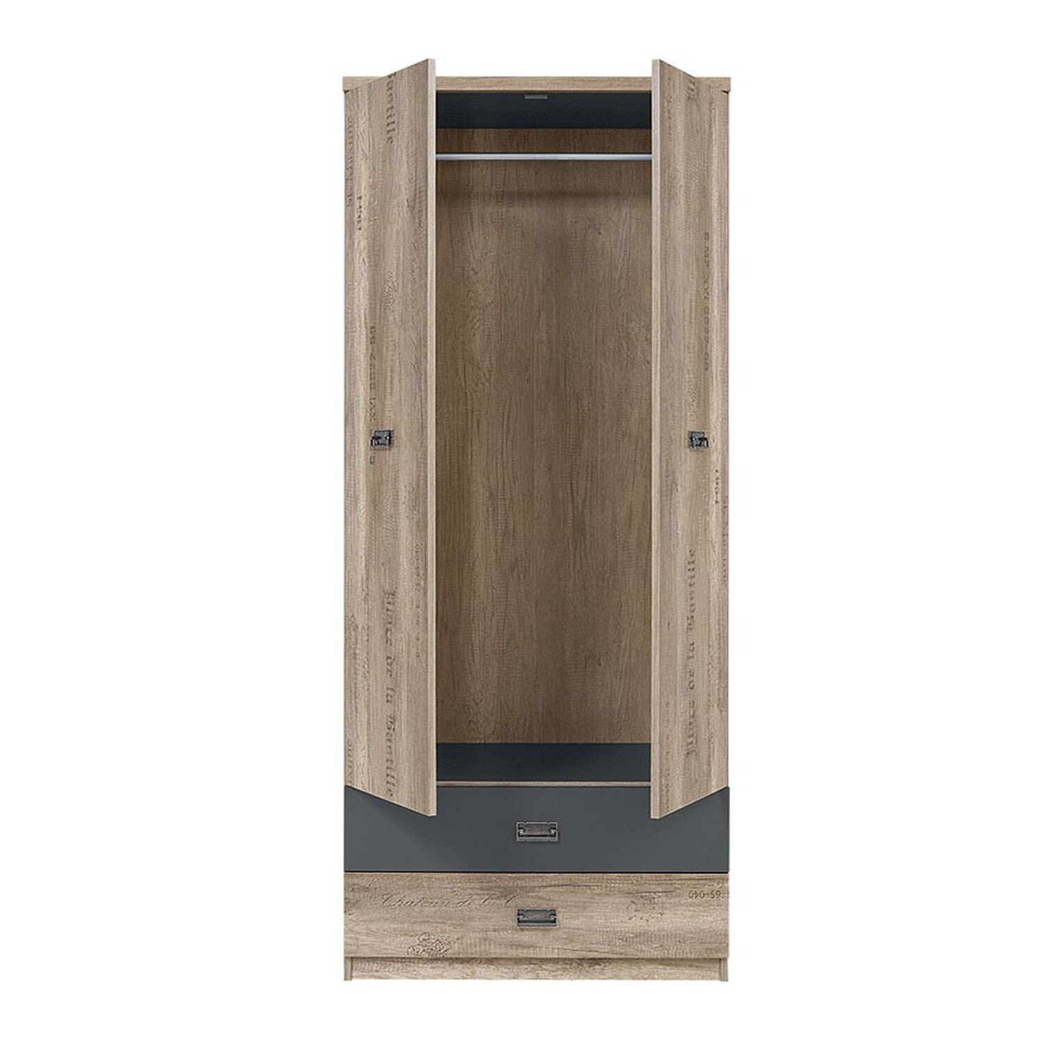 Dulap Malcolm SZF2D2S, Genarom, Stejar Monument / Gri Wolfram, 80 x 57 X 205,5 cm - eMAG.ro