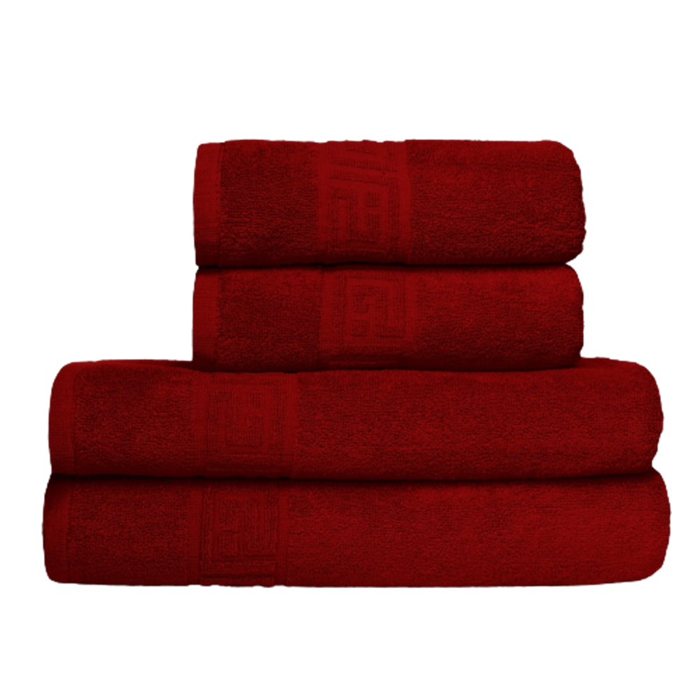 Set 4 Prosoape Greek Border, 2 x 50x90cm, 2 x 70x140cm, ROSU - eMAG.ro