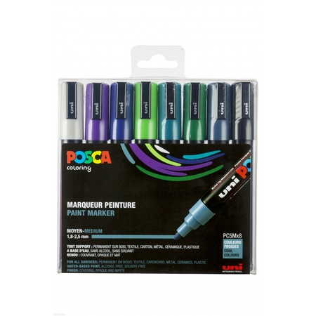 Set carioci Posca, PC5M, Medium, Cool Colors, 8 bucati - eMAG.ro