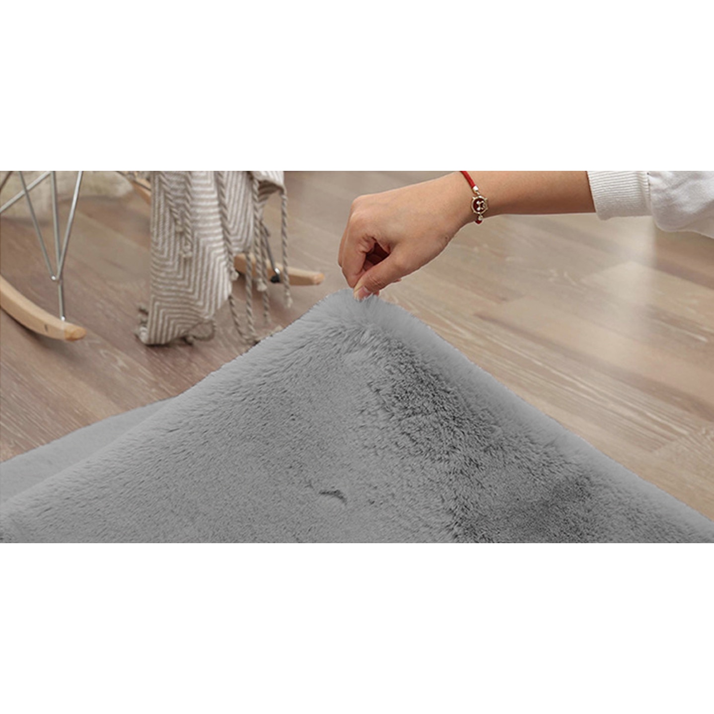 Covor, Strado, Rabbit, Rotund, Poliester, 100 x 100, Argintiu - eMAG.ro