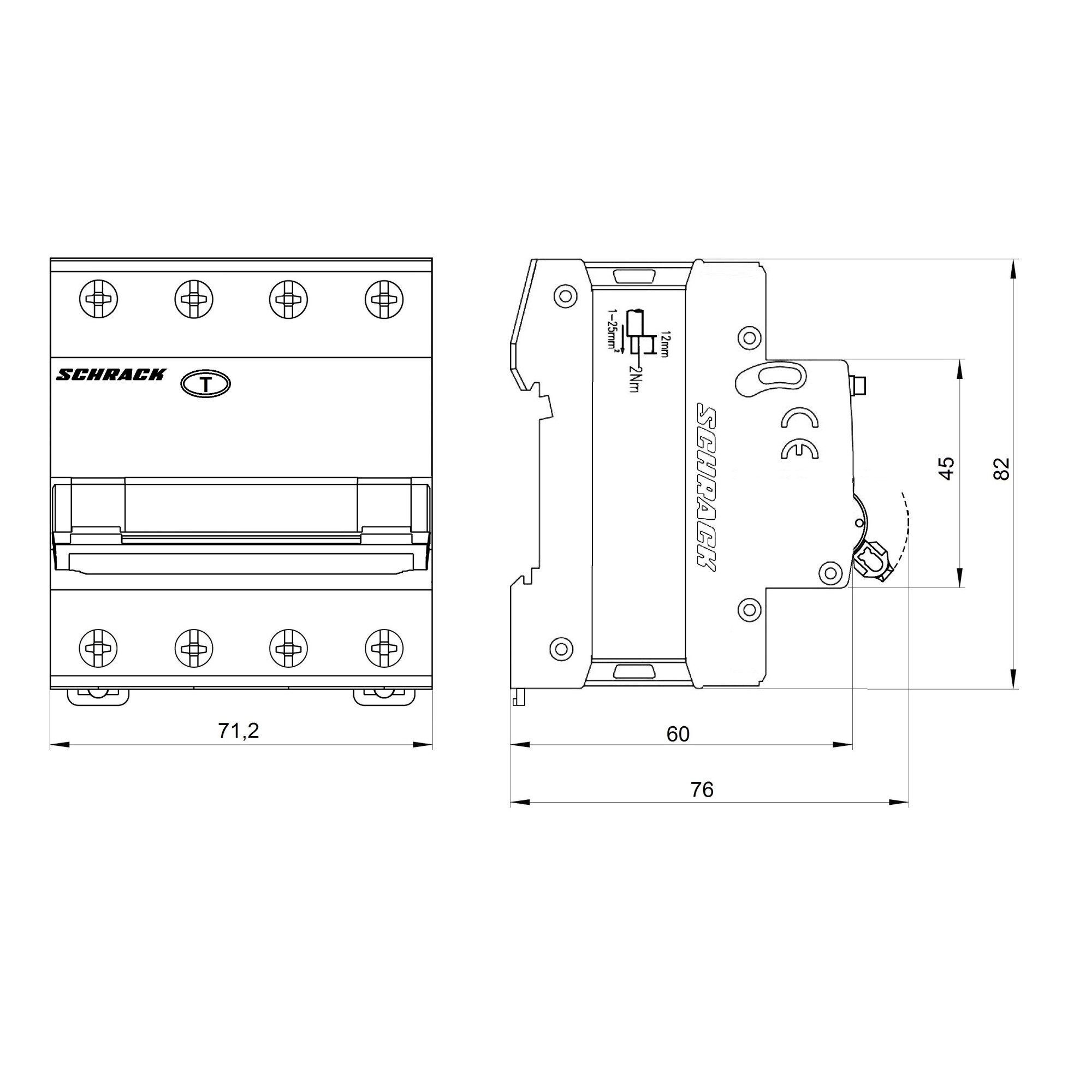 Siguranta automata diferentiala 3P+N 25A 30mA, curba B, tip A, Schrack Amparo, AK668825 B25 ...
