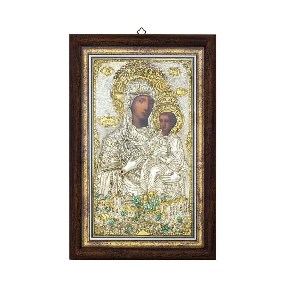 Icoana Ag925 rama Maica Domnului Prodromita cu schitul - email verde 24 ...