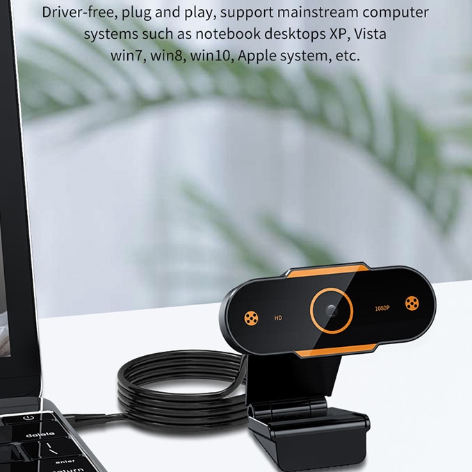 Webkamera, 1080P, webkamera, kettős mikrofon, autofókusz, PC/laptop ...