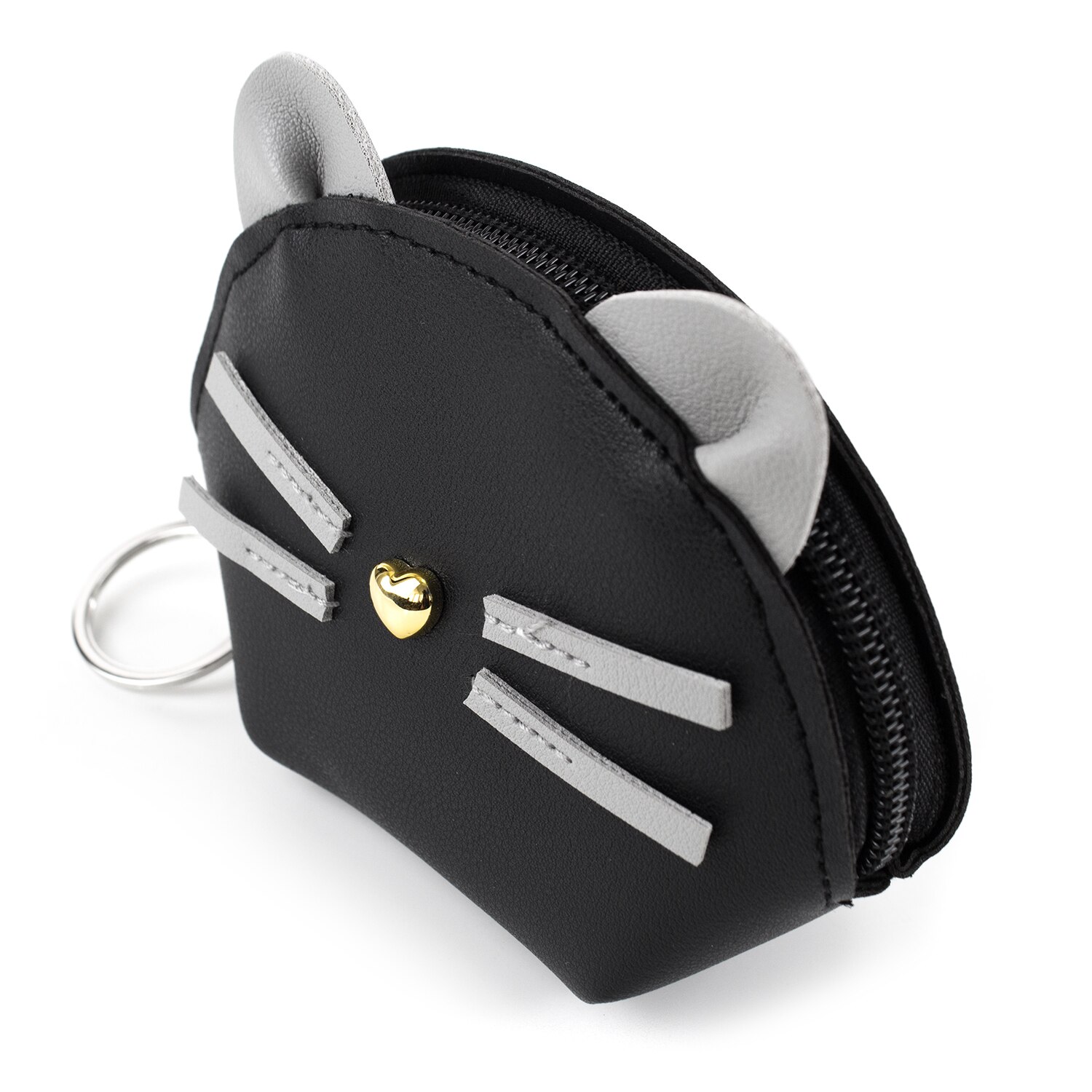 Portofel mini cu breloc Pami Kitty, Negru - eMAG.ro