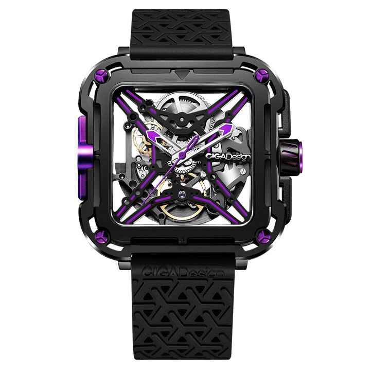Ceas CIGA Design X-Series Black/Purple skeleton automatic - eMAG.ro