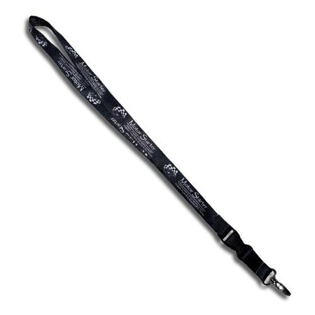 Breloc chei tip snur, detasabil, textil, lungime 50.5 cm, negru/alb ...