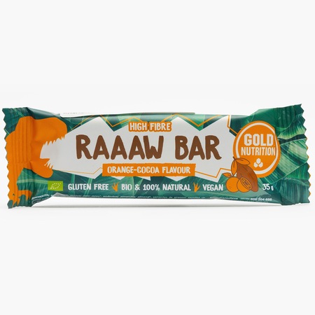 Baton bio Raaaw bar Portocale si cacao 35 gr Goldnutrition - eMAG.ro