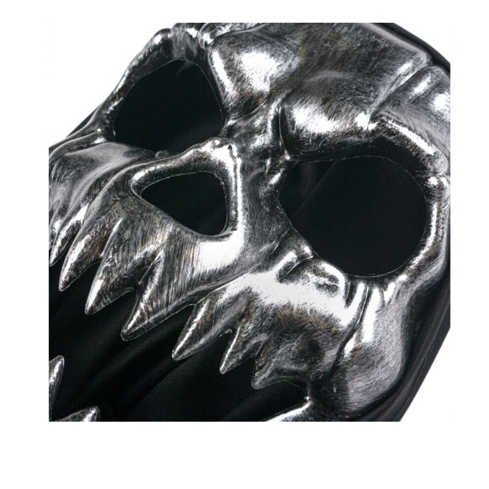 Masca de Halloween in forma de cap de schelet cu gluga, argintiu/negru ...