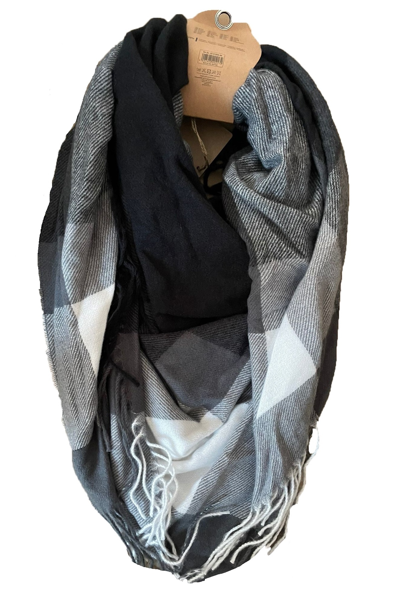 Fular nature feeling, Antonio, 620189999 Gri/Alb, 130 x 130 cm - eMAG.ro