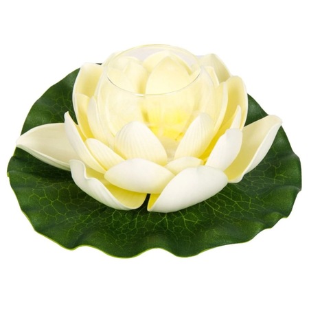 Floare artificiala, Zola®, de masa, model nufar, alb, cu suport pentru ...